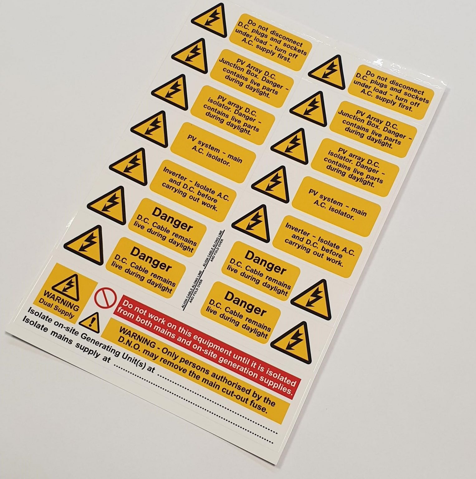 Solar Warning Labels : Cable Termination Components